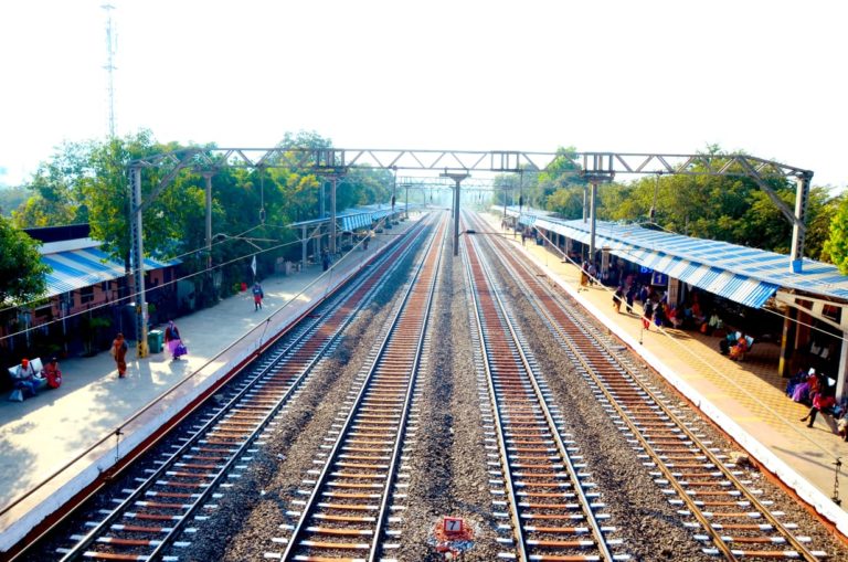 Railway tracks of Malwali station decorated with fascinated paintings ...