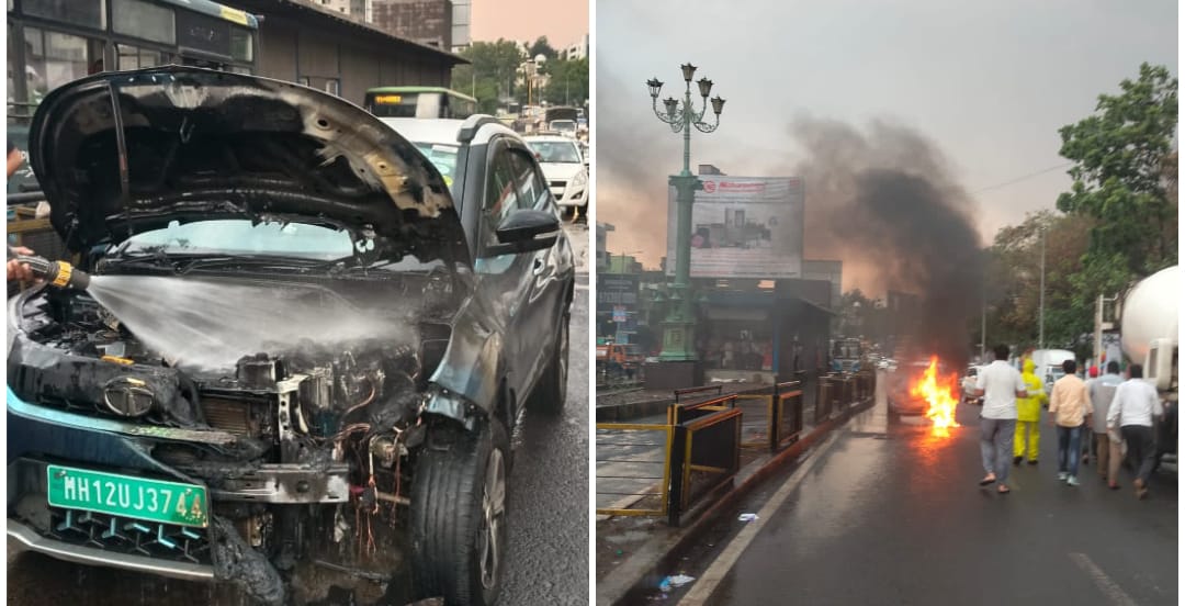 Electric Car Catches Fire In Pune, No Injuries Reported - Punekar News Electric Car Catches Fire In Pune, No Injuries Reported - Punekar News
