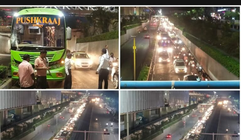 Pimpri Chinchwad: Bus Crash on Old Pune-Mumbai Highway Causes Major Traffic Jam At Finolex Chowk ...