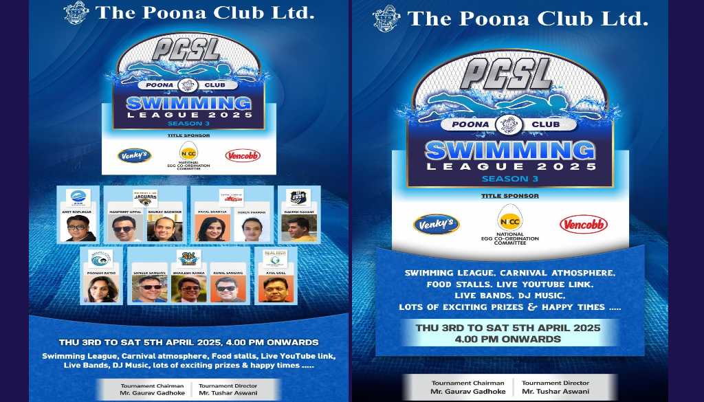 3rd Edition of The Poona Club Swimming League 2025 from 3rd to 5th ...