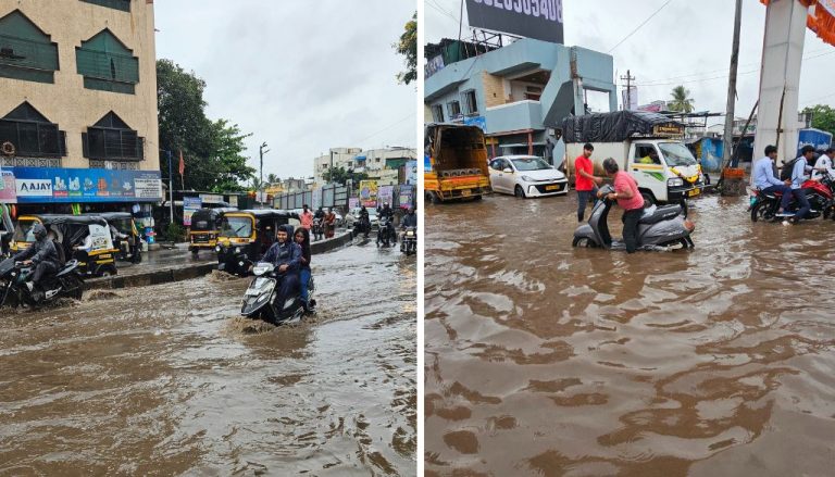 Pune: Heavy Rainfall Leads to Severe Waterlogging on Chintamani Nagar–Handewadi Road in Hadapsar ...
