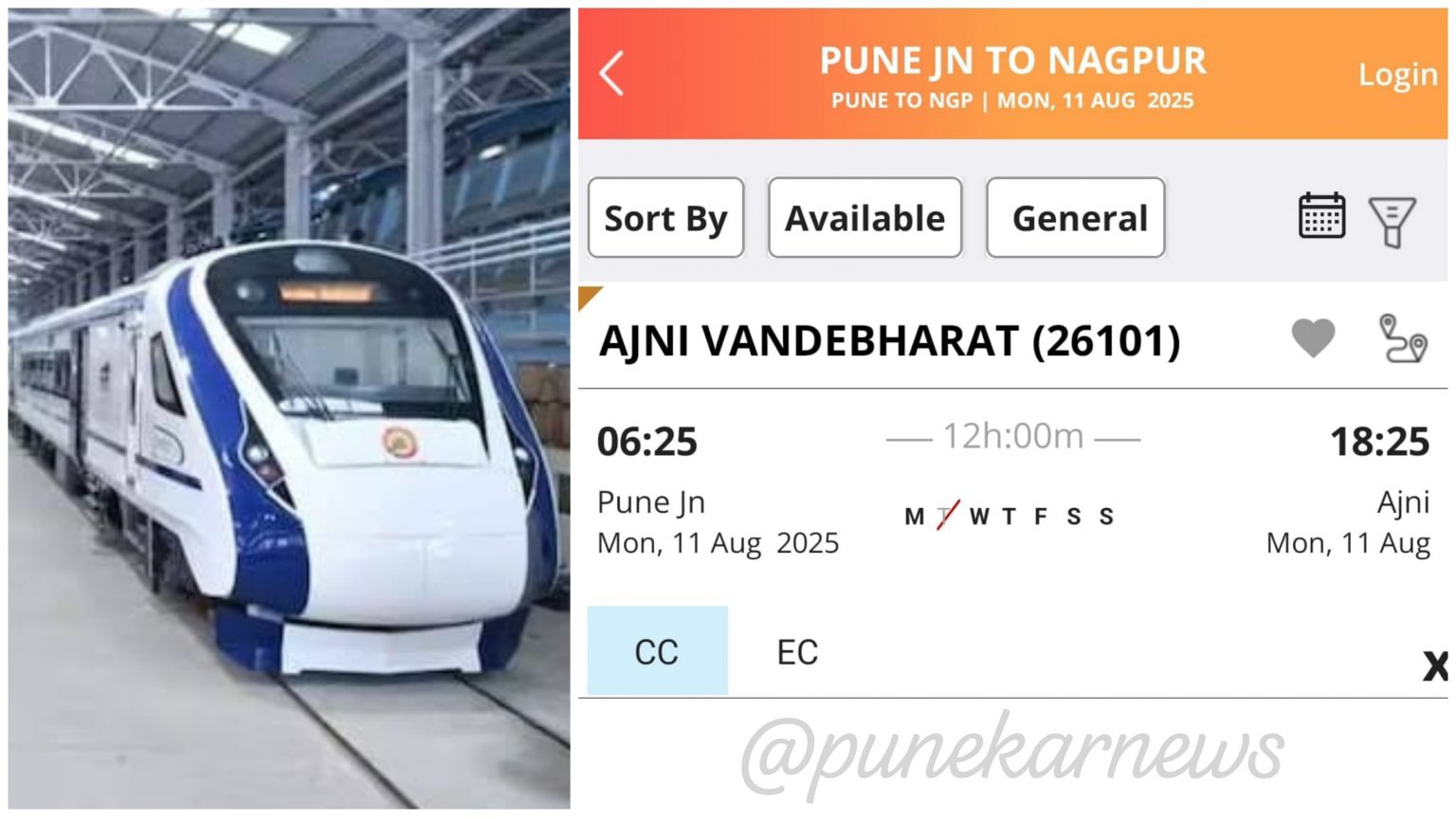 Pune to Nagpur Vande Bharat Gets Shegaon Halt; Bookings Open August 10 ...