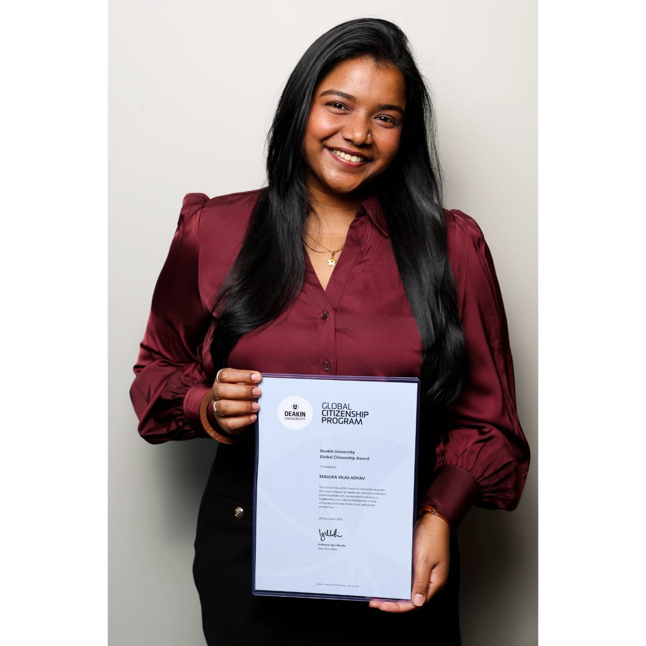 Dr. Mallika Vilas Adhav Receives Deakin Global Citizenship Award in ...