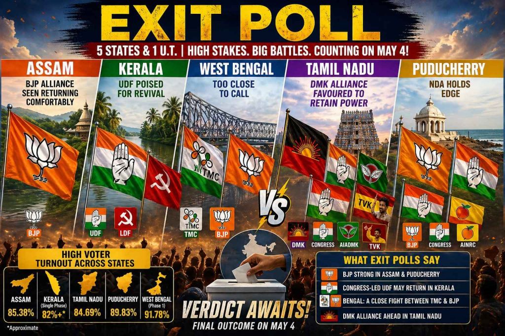 Who Wins in Bengal, Assam, Keralam and Tamil Nadu? Exit Polls Have the ...